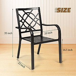 Patiomore Wrought Iron Patio Outdoor Dining Chairs, Portable Black Outdoor Patio Chairs Set of 2, Stackable Indoor Outdoor Bistro Deck Metal Chairs for Garden Backyard Lawn, Support 300 lbs