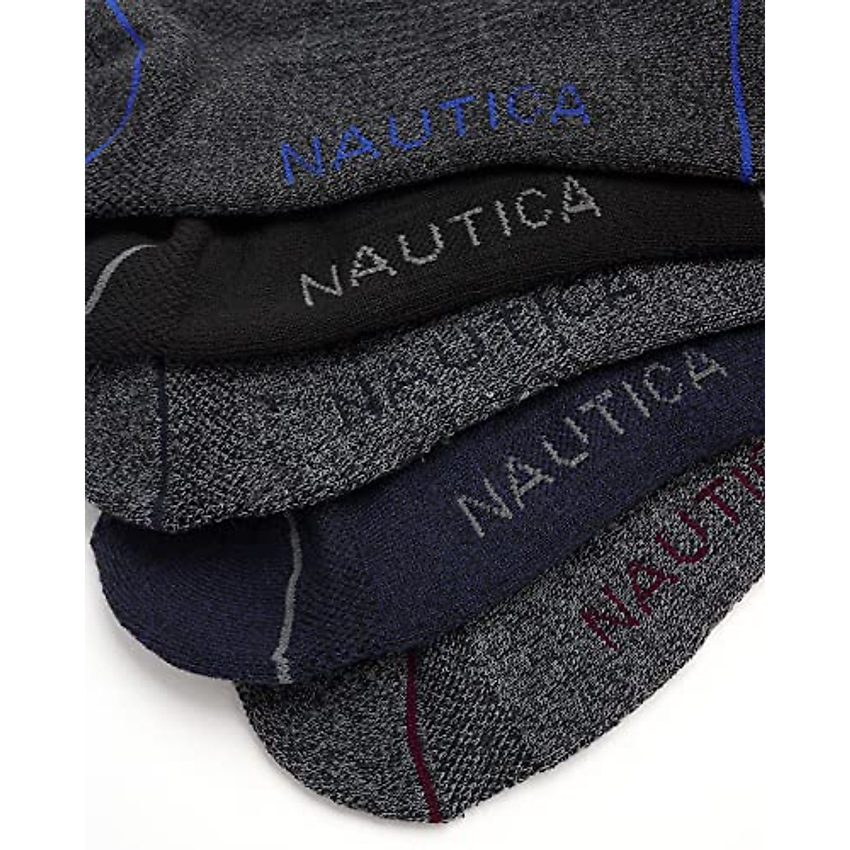 Nautica Men's Performance Quarter Socks with Cushioned Comfort (6 Pack), Size 6-12.5, Navy/Gray