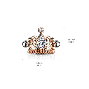 16GA Stainless Steel Tear Drop CZ Crystal Tiara Cartilage Helix Cuff Earring (Silver Tone)