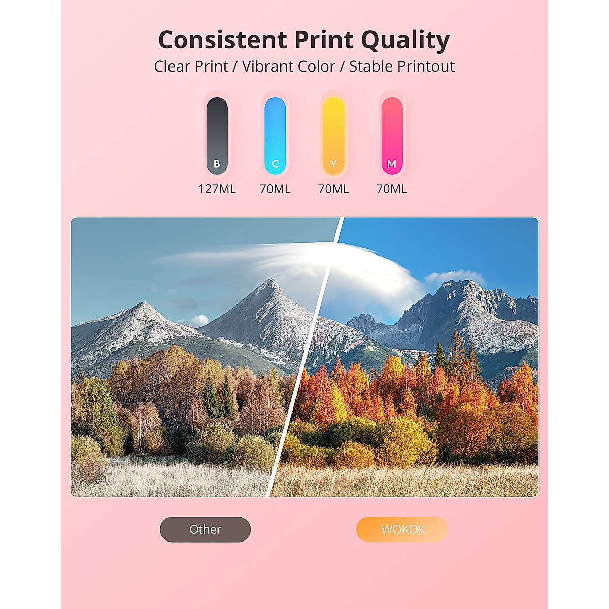 WOKOK Compatible Refill Ink Bottles for 502 T502 T502520-S Use with Printer ET-2000 ET-2750 2760 2850 3700 3710 3750 3760 3830 3850 4750 4760 15000etc. (Black,Cyan,Magenta,Yellow) Not Sublimation Ink