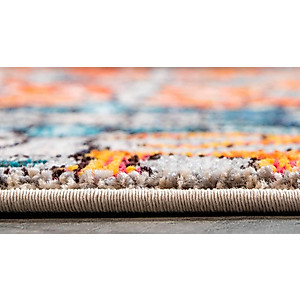 Unique Loom Estrella Collection Floral, Geometric, Vibrant, Modern, Abstract Area Rug (5' 0 x 8' 0 Rectangular, Orange/Blue)