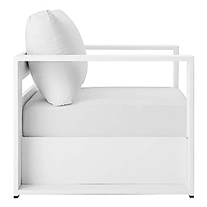 Modway Tahoe Modern Fabric/Aluminum Outdoor Armchair in White