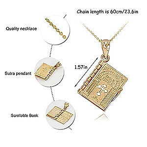 QYAJS Pendant Christian Miniature Readable Bible Necklace Holy Bible Book Pendant Necklace Prayer Christian Scripture 1.57inch (Chain Length 23.6inch)