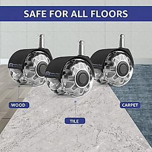 Mastery Mart Office Chair Caster Wheels for Hardwood Floors, Heavy Duty and Quiet Smooth Rollerblade Wheels for Office Chair, Universal Size (11x22mm), Suitable for Most Chairs