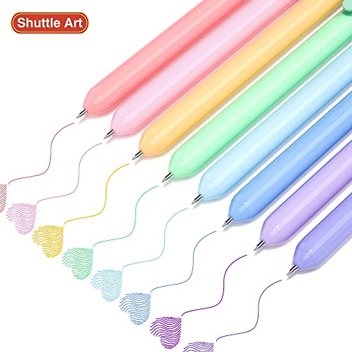 Shuttle Art Colored Retractable Gel Pens, 8 Pastel Ink Colors, Cute Pens 0.5mm Fine Point Quick Drying for Writing Drawing Journaling Note Taking School Office Home
