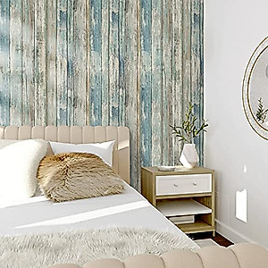 practicalWs Wood Wallpaper Rustic Self-Adhesive Removable Faux Wood Peel and Stick Wallpaper Distressed Wood Plank Grain Shiplap Wall Paper Vintage Wood Panel 11.8''x78.7'' Roll