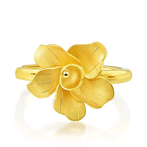 CHOW SANG SANG 999.9 24K Gold Price-by-Weight 5.24g Gold Floral Ring for Women and Wedding Occasion 90352R | Adjustable Ring