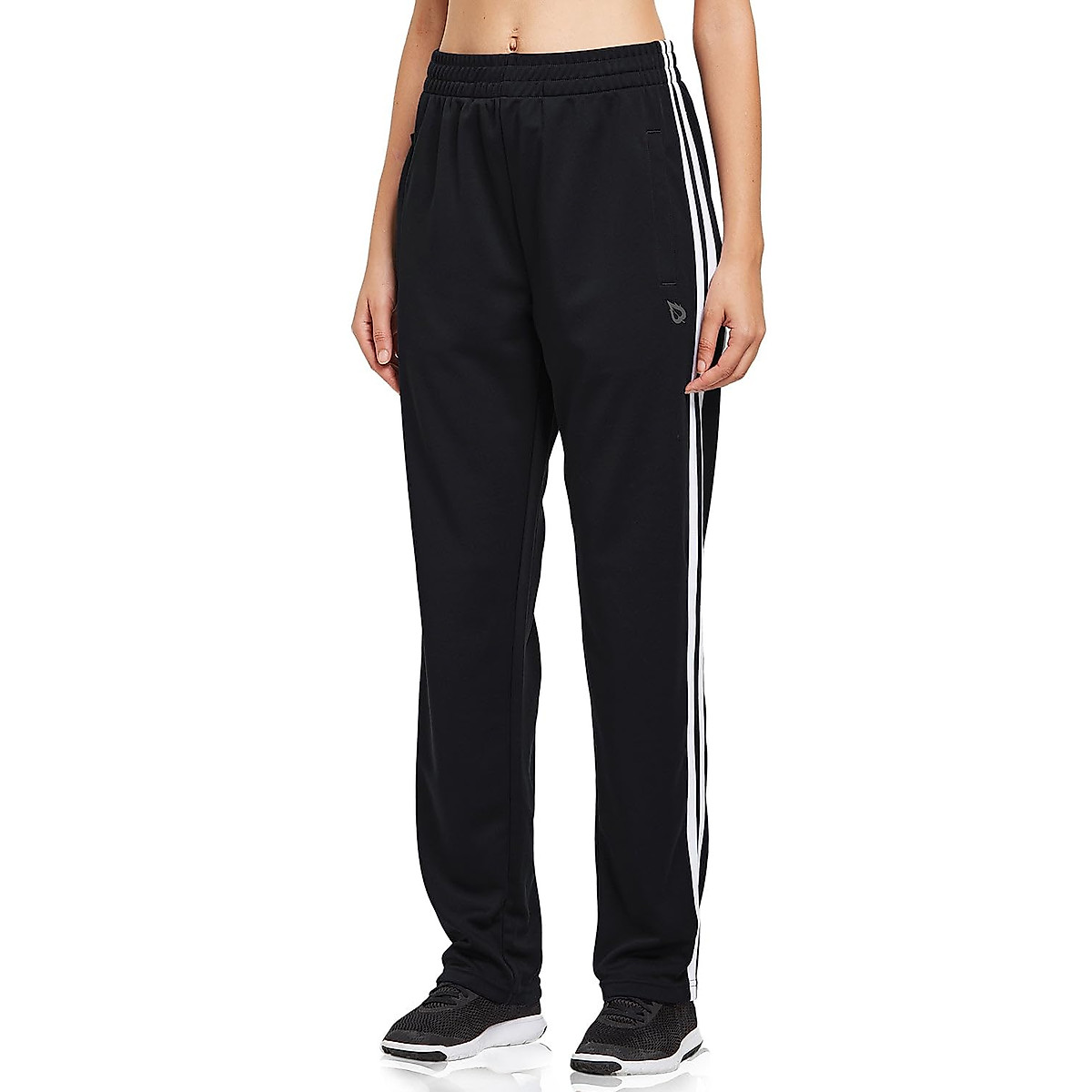 BALEAF Women's Track Pants Athletic Jogging Sweatpants Zipper Pockets Warm-Up Sports Running Pants Black/White Size XL