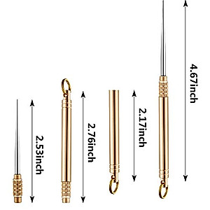3 Pieces Portable Titanium Toothpicks Pocket Toothpick Metal Toothpick Holder for Outdoor Picnic and Camping Brass