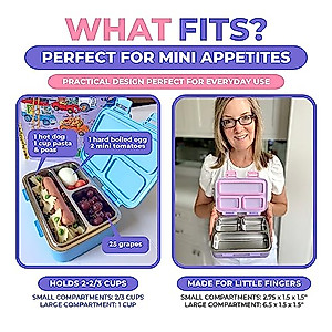 Unicorn Stainless Steel Bento Lunch Box for Toddler Girls, Insulated Lunch Bag Water Bottle Set for Kids. Snack Container for Small Children, Baby Girl, Toddlers Daycare Pre-School Lunches Purple