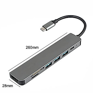 WskLinft 7-in-1 4K HDMI-Compatible Multiport USB 3.0 to USB-C Docking Station Hub Adapter for PC Computer Laptop Multi-Interface Docking Station Grey
