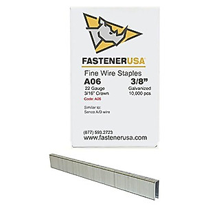 3/8" Leg x 3/16" Crown 22GA Galvanized A06 Upholstery Staples 10M Box