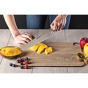 ARCOS Forged Chef Knife 10 Inch Stainless Steel. Professional Cooking Knife For Cutting Variety of Foods. Ergonomic Polyoxymethylene Handle and 250mm Blade. Series Riviera Blanc. Color White