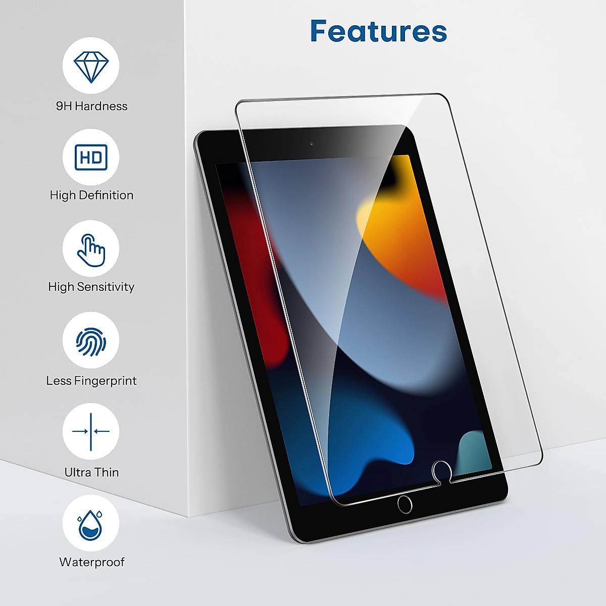 SPARIN 3 Pack Screen Protector for iPad 9th 8th 7th Generation 10.2 Inch (2021/2020/2019 Model), Tempered Glass for iPad 10.2