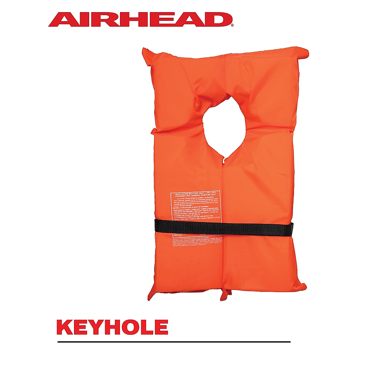 Airhead Adult Type II Life Jacket | US Coast Guard Approved | Comfortable Universal Fit, Boating Safety Compliant | Orange