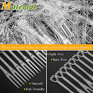 GothaBach 1000Pcs Disposable Plastic Fruit Forks Cake Forks Cutlery Forks Two Prongs Skewers Blunt End Toothpicks Mini Cocktail Tasting Forks Fruit Food Picks for Party and Daily Life