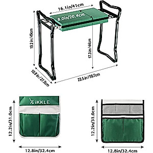 Garden Kneeler and Seat Heavy Duty, Gardening Stool Bench with Kneeling Pad, Folding Garden Stool Multifunctional Kneeler with 2 Tool Bags, Seed Organizer, Great Gardening Gift