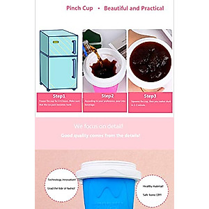 Slushy Maker Ice Cup Travel Portable Double Layer Silica Cup Children's Adult Slushy Ice Cup Pinch Cup Hot Summer Cooler Smoothie Silicon Cup Pinch into Ice (Blue)