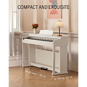 Donner DDP-100 88-Key Weighted Action Digital Piano, Beginner keyboard piano Bundle with Furniture Stand, Power Adapter, White