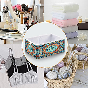 Burbuja Mandala Storage Cubes Fabric Storage Bins Foldable Closet Organizer Basket with Handle, 11x11x11 Cube