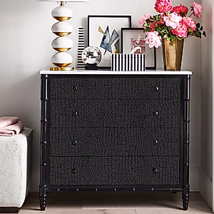 JiffDiff Black Crocodile Wallpaper Textured Wallpaper Charcoal Black Matte Non Woven 3D Embossed Wallpaper Non-Pasted Wallpaper 19.7Ft x 17.7''