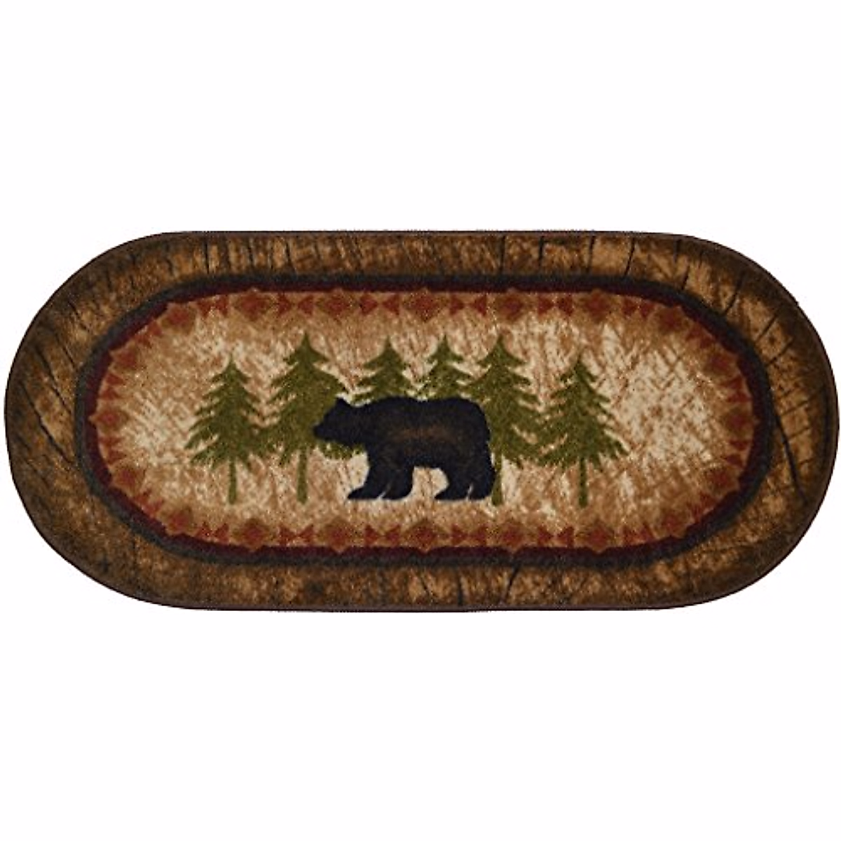 Cozy Cabin CC5276 Birch Bear Non Skid Rug 20"x44" Wedge Brown