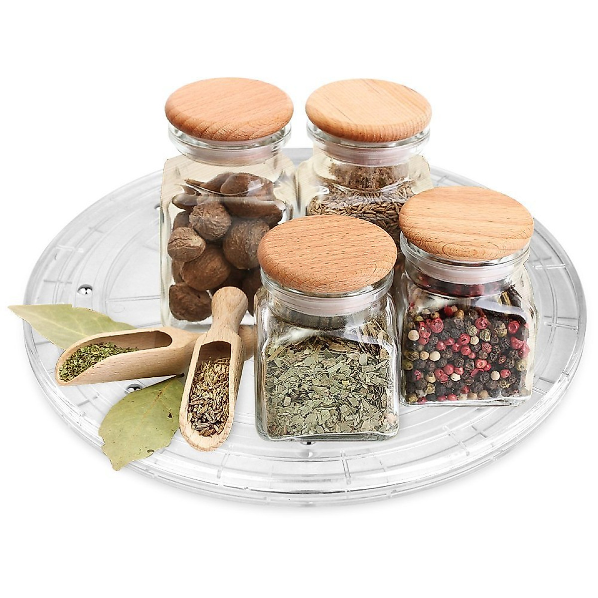 Heavy Duty Lazy Susan Turntable Organizer Acrylic 8 Inch Organizers for Kitchen Corner Cabinets Spice Rack Cake Decorating TV Laptop Computer Monitor