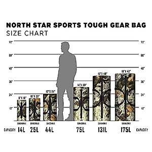 North Star Sports SD0818 Diamond Ripstop Standard Duffle Gear Bag 8"H x 8"W x 18"L, 14 Liter, Kings Camo Desert Shadow Duffel Northstar Bags