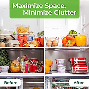 Greenco Refrigerator Organizer Bins, Fridge Organizer, Organizers and Storage Clear Bins with Durable Handles, Kitchen Organization, Shatterproof - Set of 6