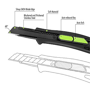 FantastiCAR Snap Off Retractable Box Cutter Utility Knife with Soft Material or Metal Handle Grip, Simple Blade Change and Auto-lock Design, for Heavy Duty Jobs (9mm and 18mm)