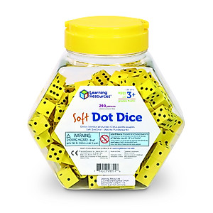 Learning Resources Hands-On Soft Dot Dice Bucket, Set of 200, Ages 3+, Classroom or Homeschool Supplies, Back to School Supplies,Teacher Supplies