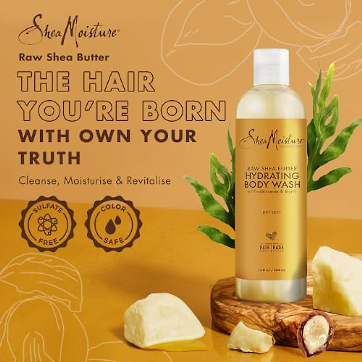 Sheamoisture Hydrating Body Wash for Dry Skin Raw Shea Butter to Cleanse and Hydrate , 13 fl oz