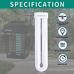 BF190 Bug Zapper Replacement Light Bulb 32 Watt Compatible with Flowtron BK-40D, FUL32T8/BL UVA Insect Attracting Bulb, Gx10Q Cap 2 Count