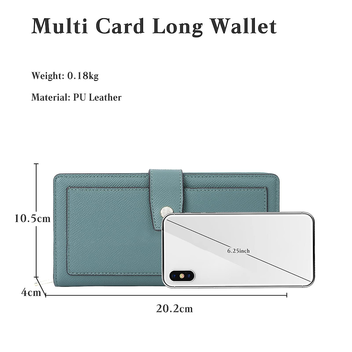 PORRASSO Wallet Women's Wristlet Bag Purse Bag Leather Card Holder Cell Phone Bag with Wrist Strap Card Slots Ladies Wallet Green