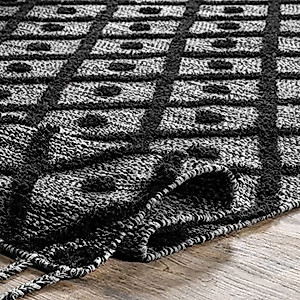 nuLOOM Jinny Moroccan Wool Tasseled Area Rug, 4x6, Dark Grey