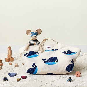 3 Sprouts Play Mat & Toy Storage Bag - Large Portable Toy Organizer, Kids Toy Bag for Boys & Girls - Playroom Storage & Activity Mat, Whale