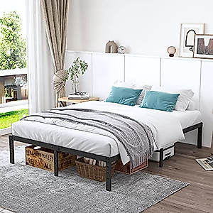 YUSENHEEI 14 Inch Full Size Bed Frame, No Box Spring Needed, Heavy Duty Metal Platform Bed Frame with Large Underbed Storage Space, Noise Free, Easy Assembly, Black