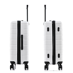 InUSA TREND Luggage with Spinner Wheels | Durable lightweight Hardside Suitcase, Travel bag with Handle and Trolley, 24-Inch Medium Checked luggage | White