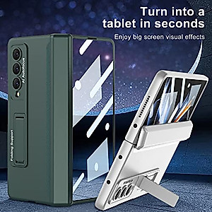 PUROOM for Samsung Galaxy Z Fold 4 Case Hinge Coverage Protective with Kickstand PC Magnetic All-Inclusive Shockproof Cover for Z Fold 4 5G (Black)