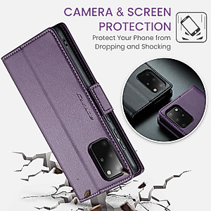 Samsung S20+ Plus Wallet Case with Card Holder Kickstand Magnetic,Leather Flip Case for Samsung Galaxy S20+ Plus 6.7 Inch[Not for S20 or Ultra] (Purple)