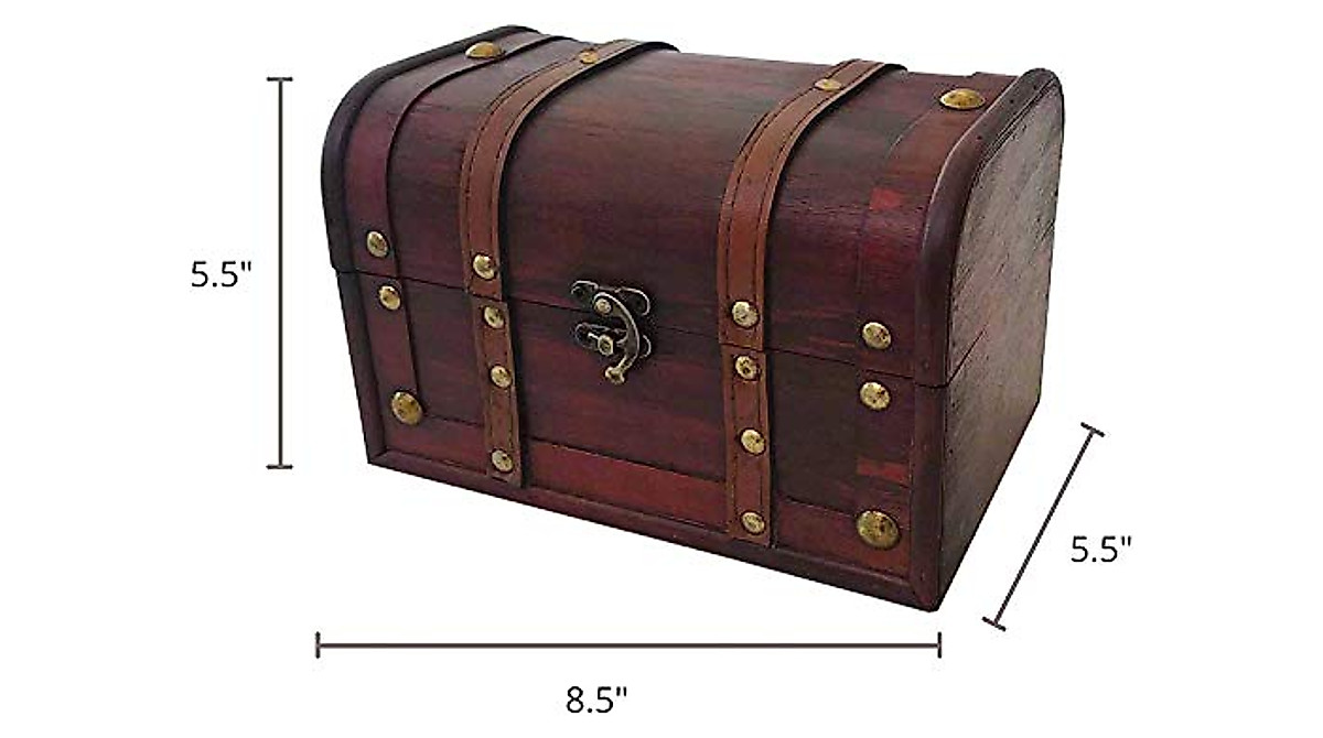 Handcrafted Wood & Leather Treasure Chest | Decorative Storage