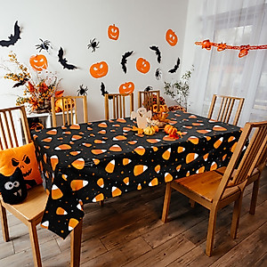 durony 2 Pieces Halloween Candy Corn Disposable Tablecloths 108 x 54 Inch Candy Corn Plastic Table Cloth Rectangle Tablecloth Waterproof Table Cover Decoration for Halloween Party Supplies