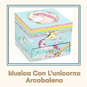 Jewelkeeper Musical Jewelry Box, Unicorn Rainbow Design with Pullout Drawer, The Beautiful Dreamer Tune