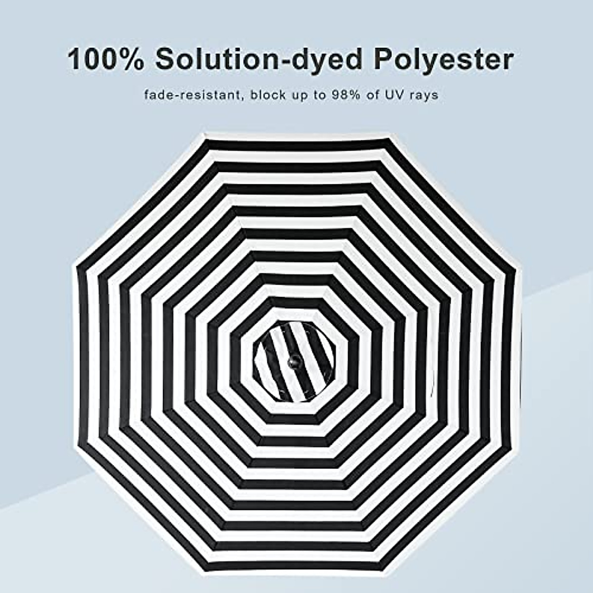 Tempera 9ft Auto Tilt Scalloped Patio Umbrellas Outdoor Table Umbrellas with Fade Resistant Canopy, 8 Sturdy Rids, Elegant Vintage Umbrellas for Lawn, Pool, Deck, Balcony