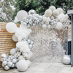 COKAOBE Silver Shimmer Wall Backdrop 24PCS Silver Sequins Backdrop Decoration Panels, Photo Backdrops for Birthday, Anniversary Wedding Engagement Decoration (Silver)