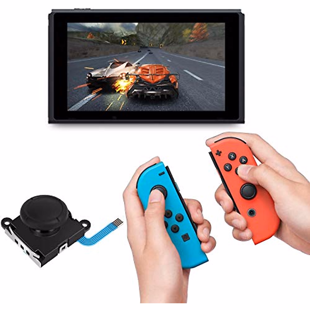 Linkstyle Joycon Joystick Replacement, Professional 3D Analog Thumb Stick for Switch Analog Joystick with Screws, 4PCS