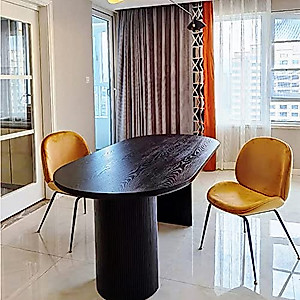 LAKIQ Black Dining Table Modern Solid Wood Dining Room Table Contemporary Oval Double Pedestal Kitchen Table Conference Room Table Kitchen Island Table-Table Only(78.7" L x 35.4" W x 29.5" H)