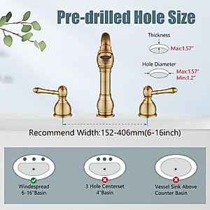 Aolemi Antique Brass 8 Inch Widespread Bathroom Sink Faucet Double Lever Handle 3 Hole Deck Mount Vanity Basin Mixer Tap with Pop Up Drain Assembly