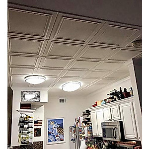 A La Maison Ceilings R24 Line Art Foam Glue-up Ceiling Tile (21.6 sq. ft./Case), Pack of 8, Plain White