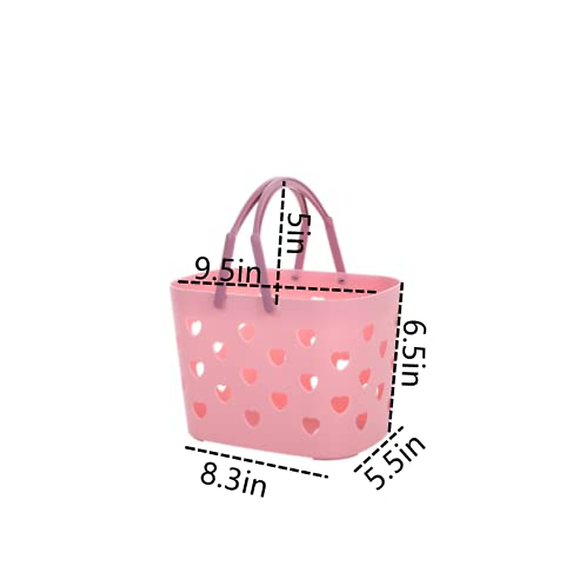 3Pack Portable Shower Caddy Tote Plastic Storage Basket，Heart Shaped Bath Basket Storage Basket with Handle for Bathroom, Pantry, Kitchen, College Dorm